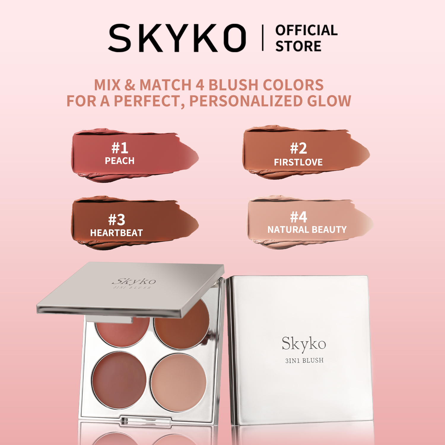 SKYKO Blush Cream 4 Color Palette High Color Muti-Use For Cheek & Lips ...