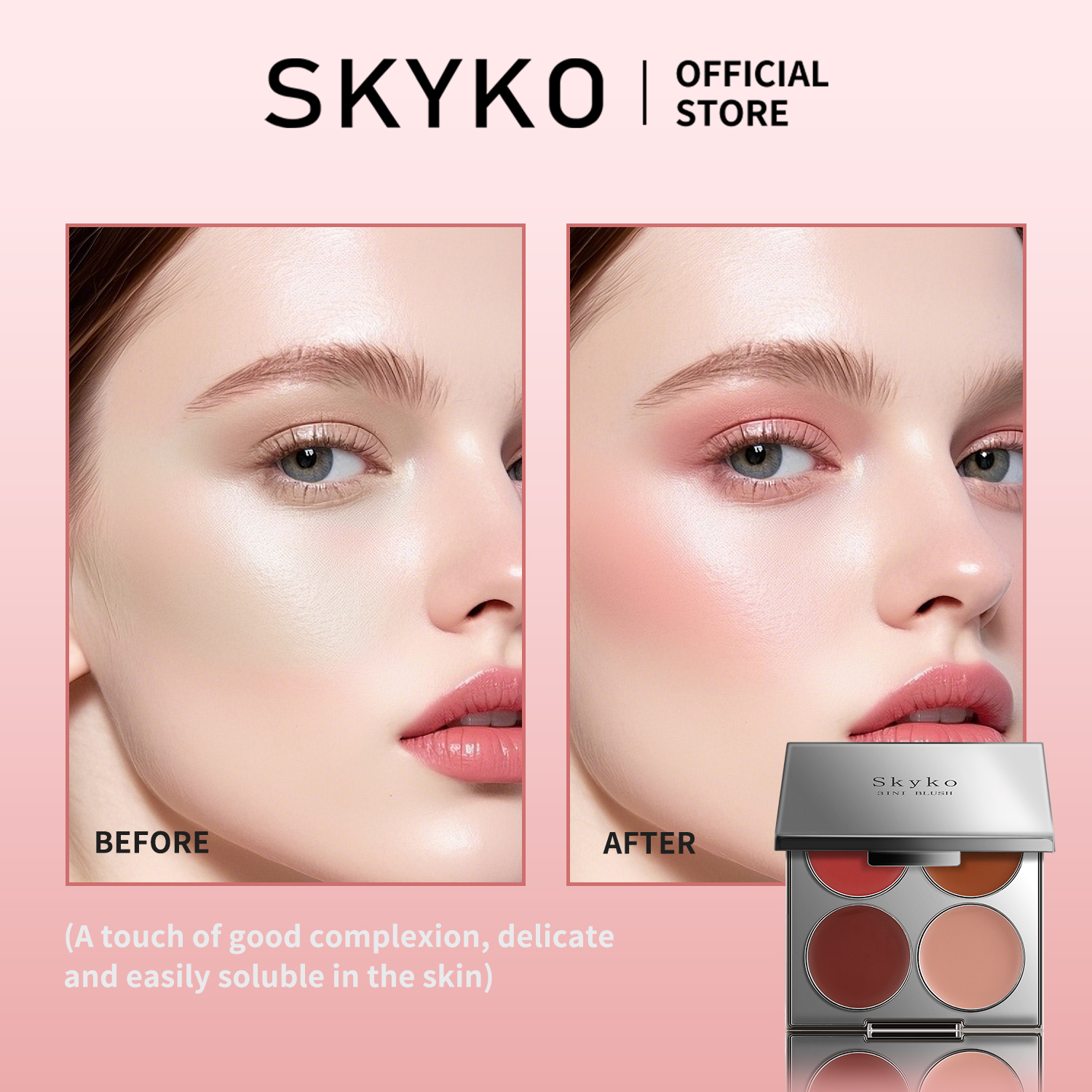 SKYKO Blush Cream 4 Color Palette High Color Muti-Use For Cheek & Lips ...