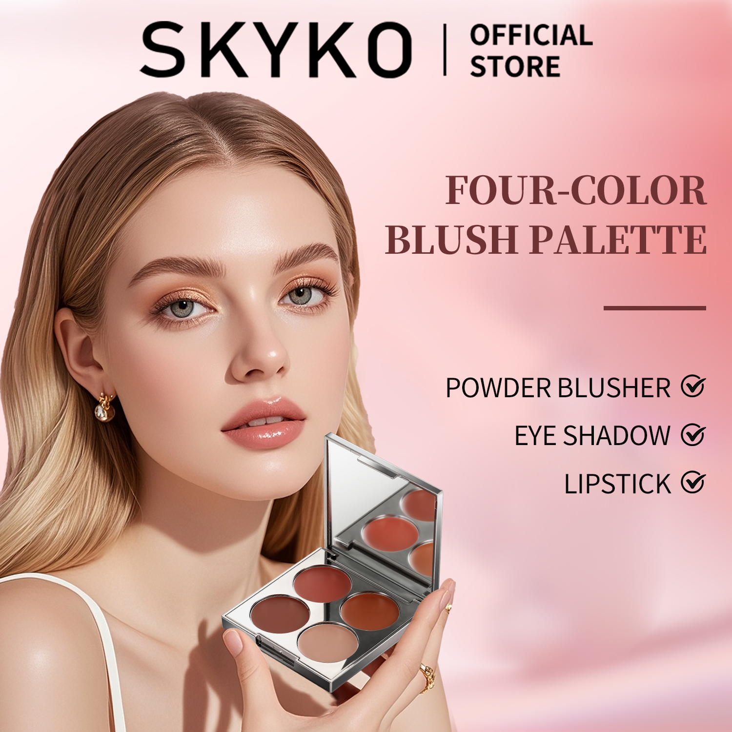 SKYKO Blush Cream 4 Color Palette High Color Muti-Use For Cheek & Lips ...