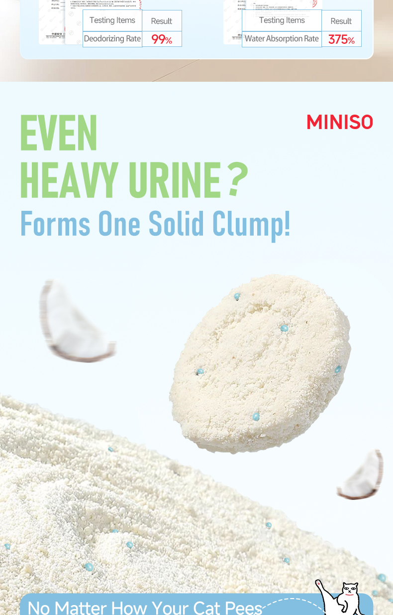 Miniso 2 Bags Cassava Cat Litter 2.5KG Almost Dust-free Anti-stick ...
