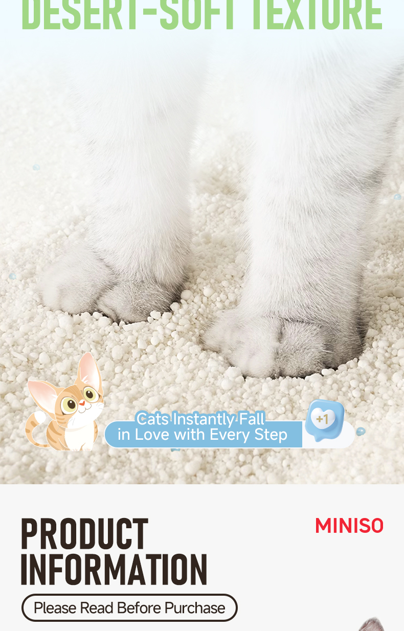 Miniso 7 Bags Cassava Cat Litter 8.75KG Almost Dust-free Anti-stick ...