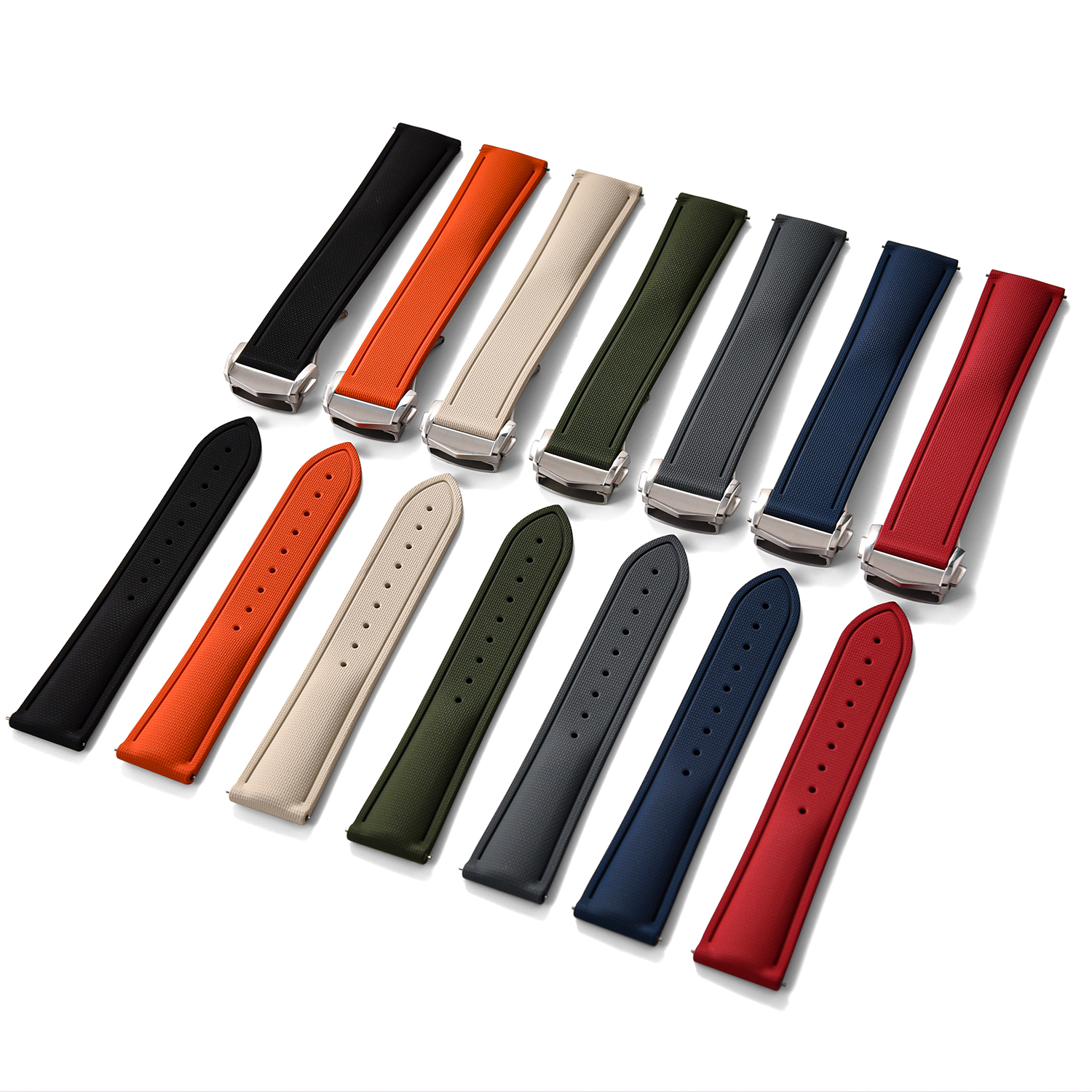 20mm 21mm 22mm Soft FKM Rubber Watch Strap Perfect Fit Cartier Santos ...