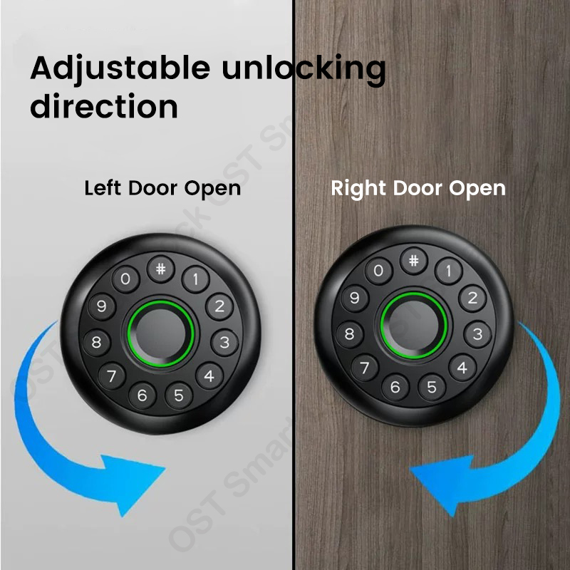 OUSHITE 5-in-1 Smart Door Lock Fingerprint Digital Ball Door Knob for ...