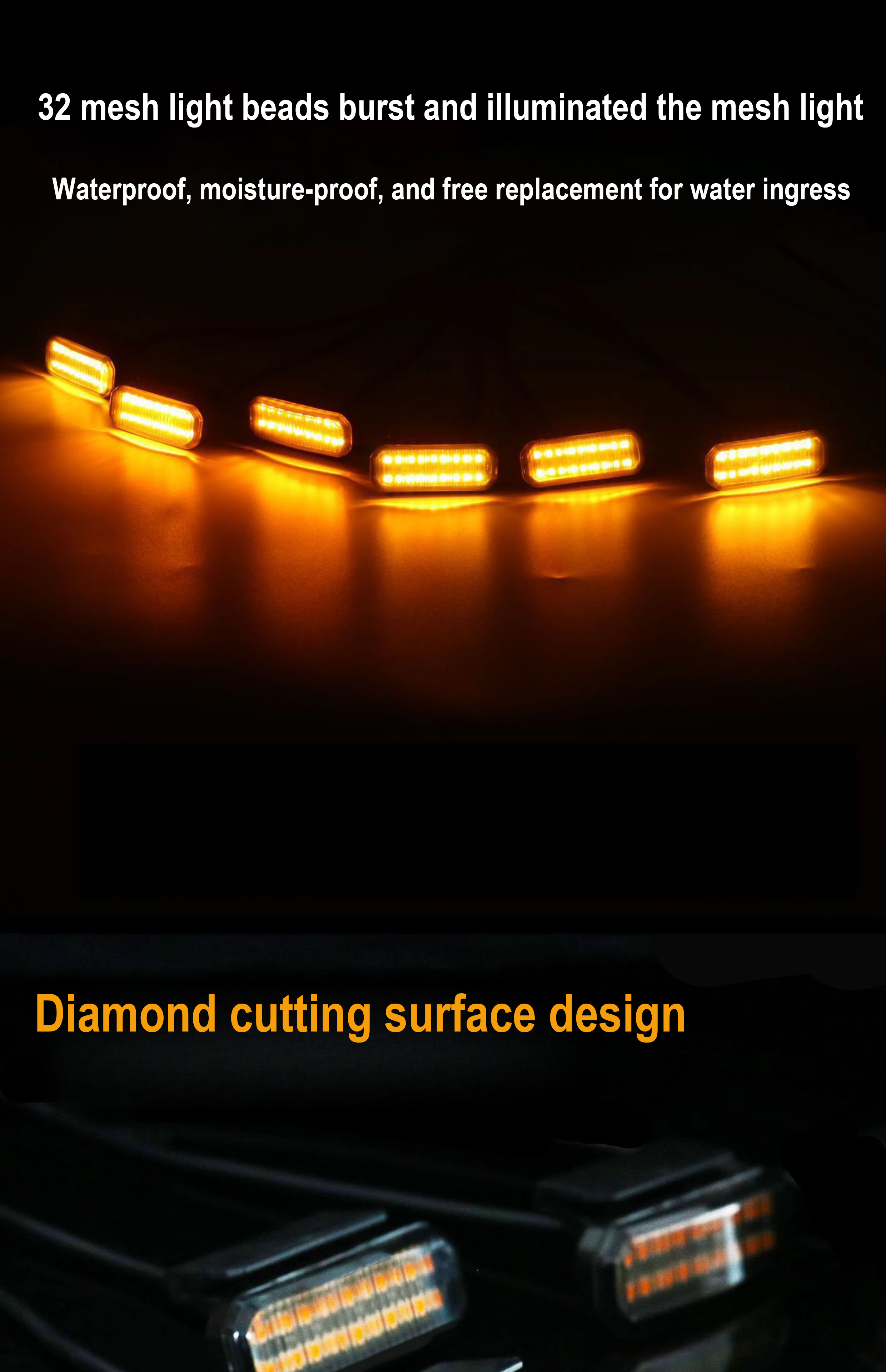 Car Grille LED Light Bar - Amber Yellow DRL Daytime Running Lights w ...