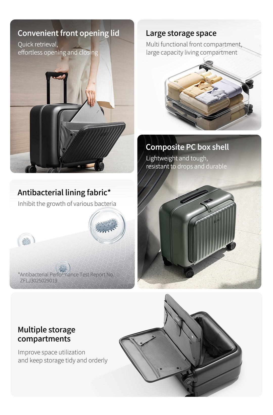 Xiaomi MIJIA Front-Opening Luggage 18 Inch Antibacterial Lining ...
