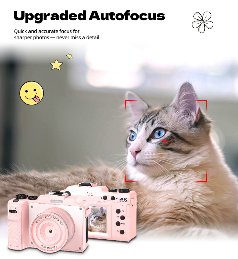 KiTBEEZ KP-3 4K WiFi Digital Camera 64MP 18X Zoom 1450mAh HD Autofocus ...