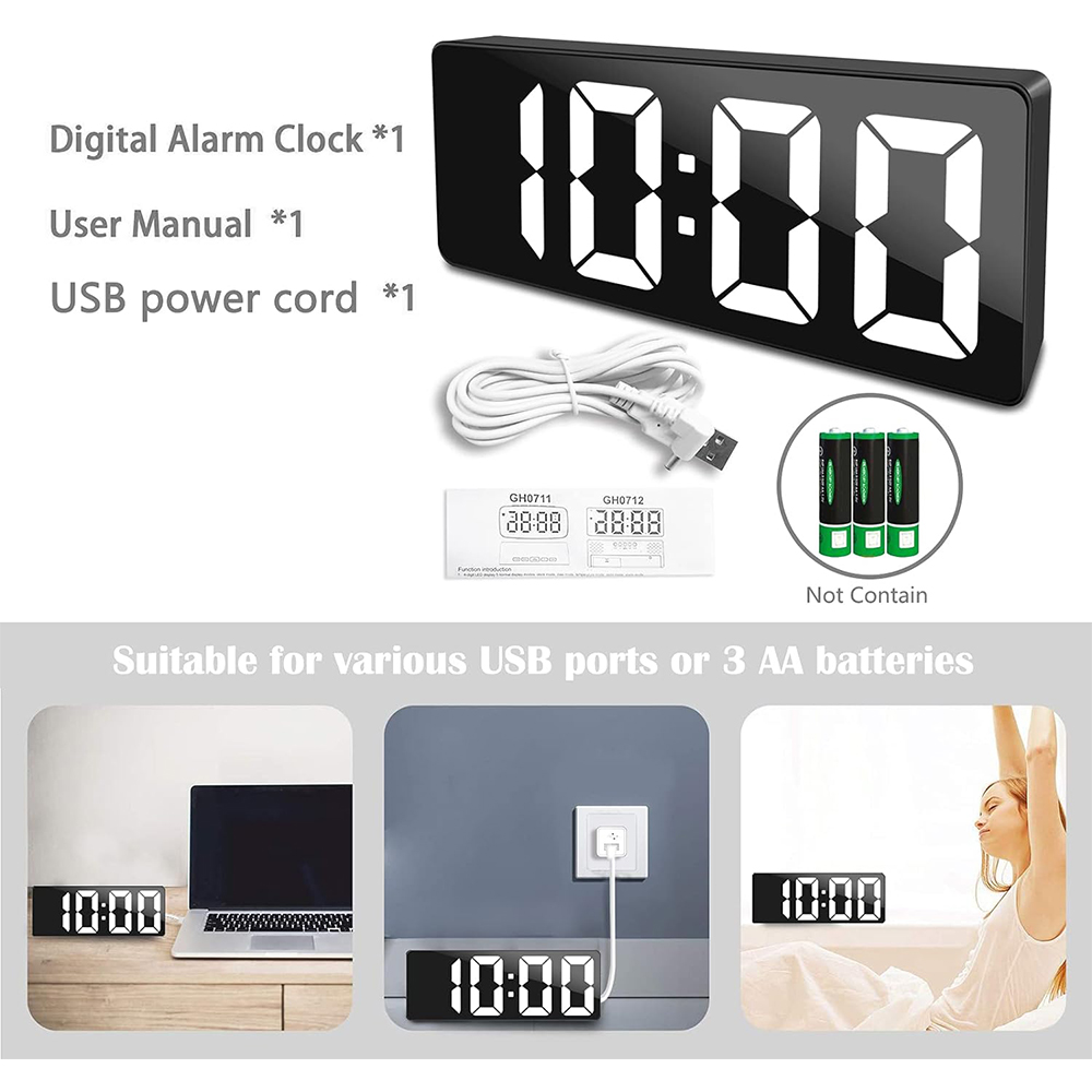 Digital LED Alarm Clock | Adjustable Brightness & Voice Control for ...