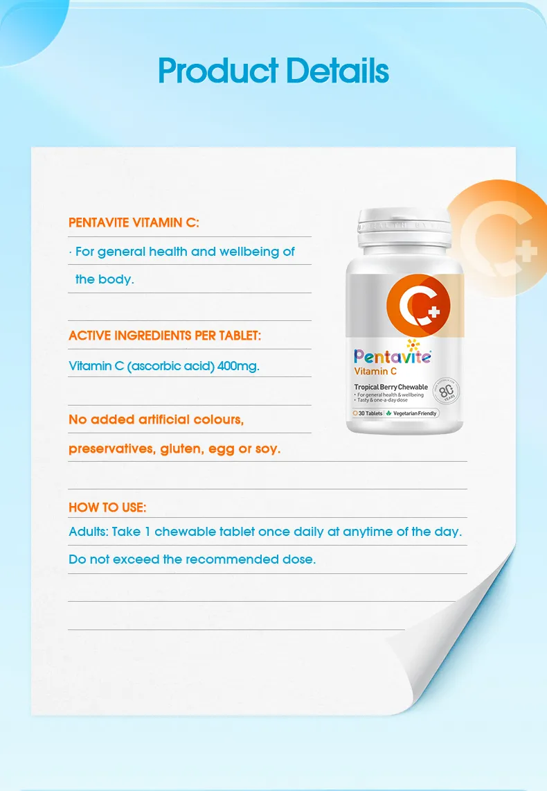 【Skin Brightening Trio】Pentavite Vitamin C (Tropical Berry) (1 bottle ...