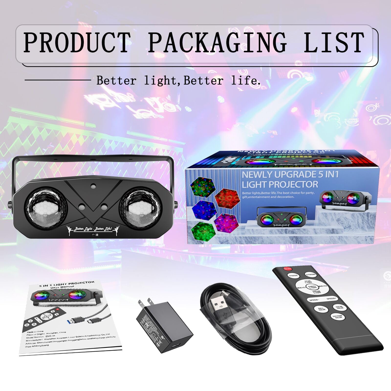 KTV flash, seven-color rotating bar atmosphere light, LED water ripple ...