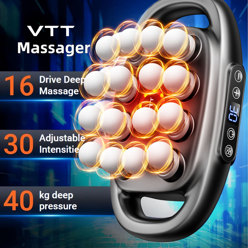 Germany VTT Massage Gun Pro 16 Heads Neck Massager Rechargeable For ...