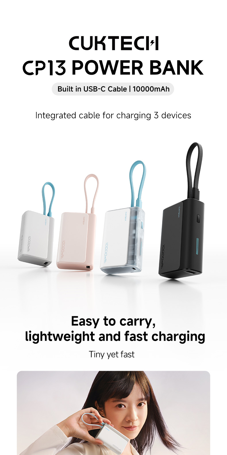 【3C Certification】CUKTECH Mini Powerbank 10000mAh 30W Fast Charging ...