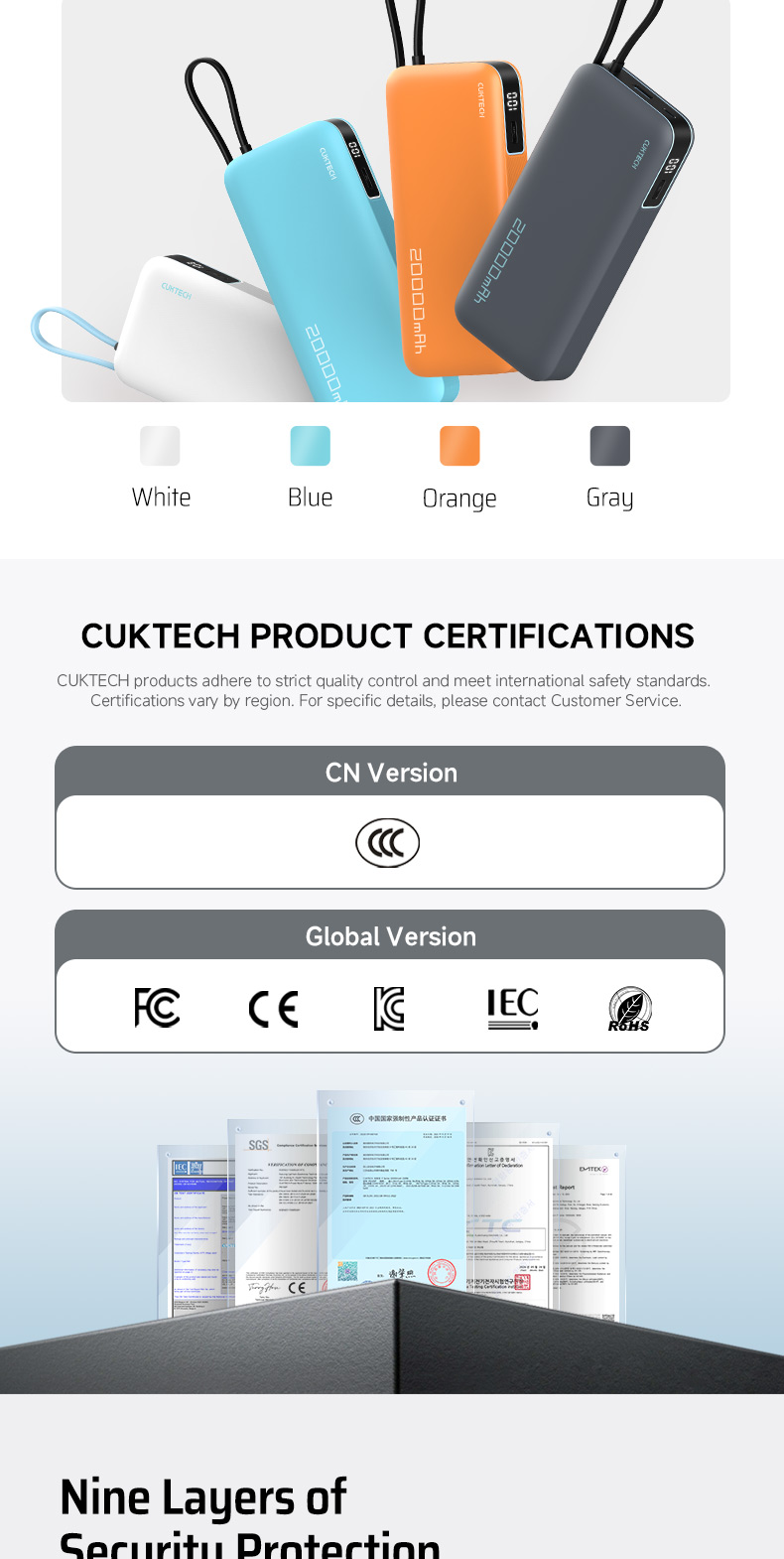 【3C Certification】CUKTECH 20000mAh 55W Fast Charging Built in Cable Original Power Bank Xiaomi ...