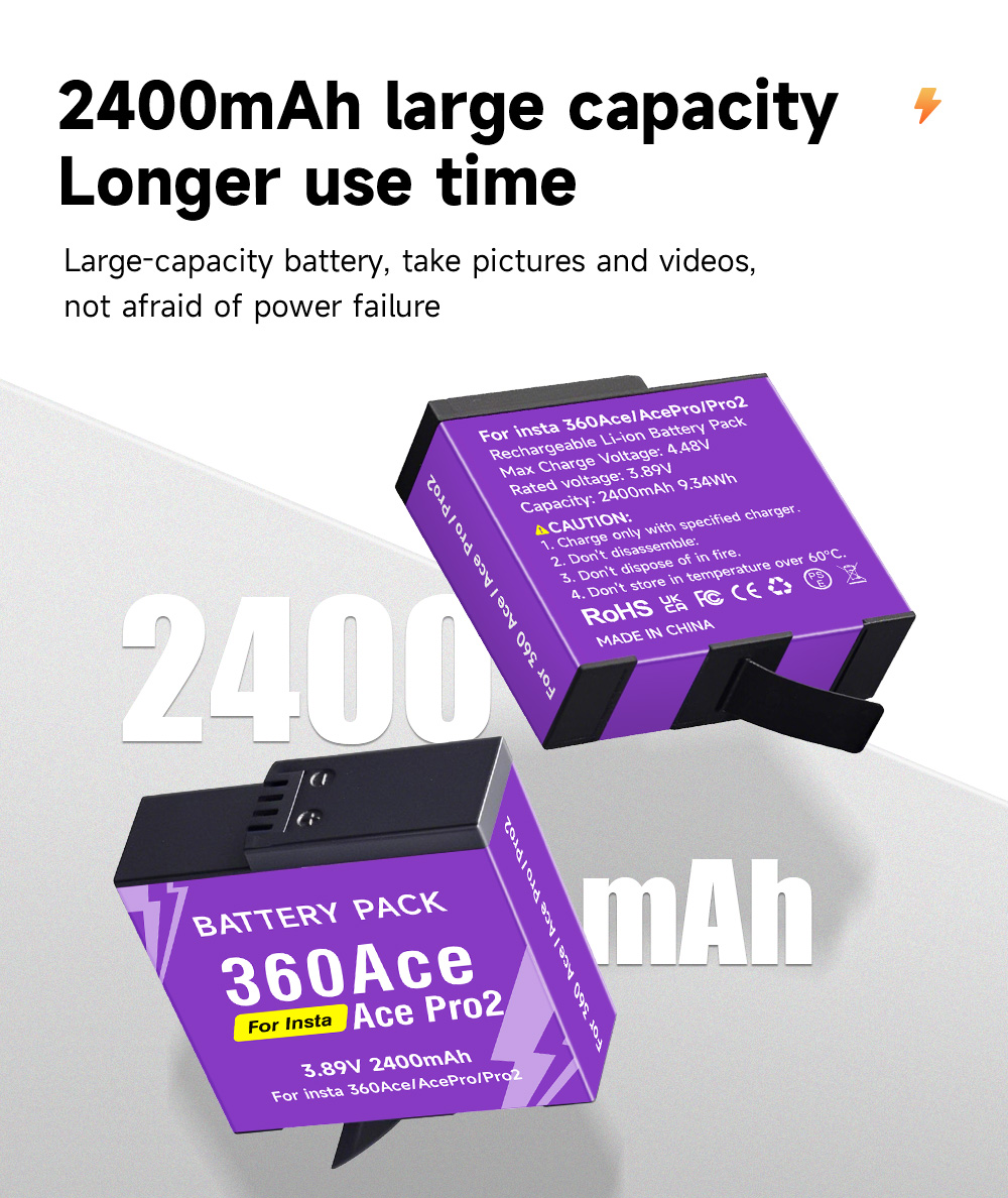 PALO Insta360 ACE Pro ACE Pro 2 Battery 2400mAh and 3-slot Fast ...