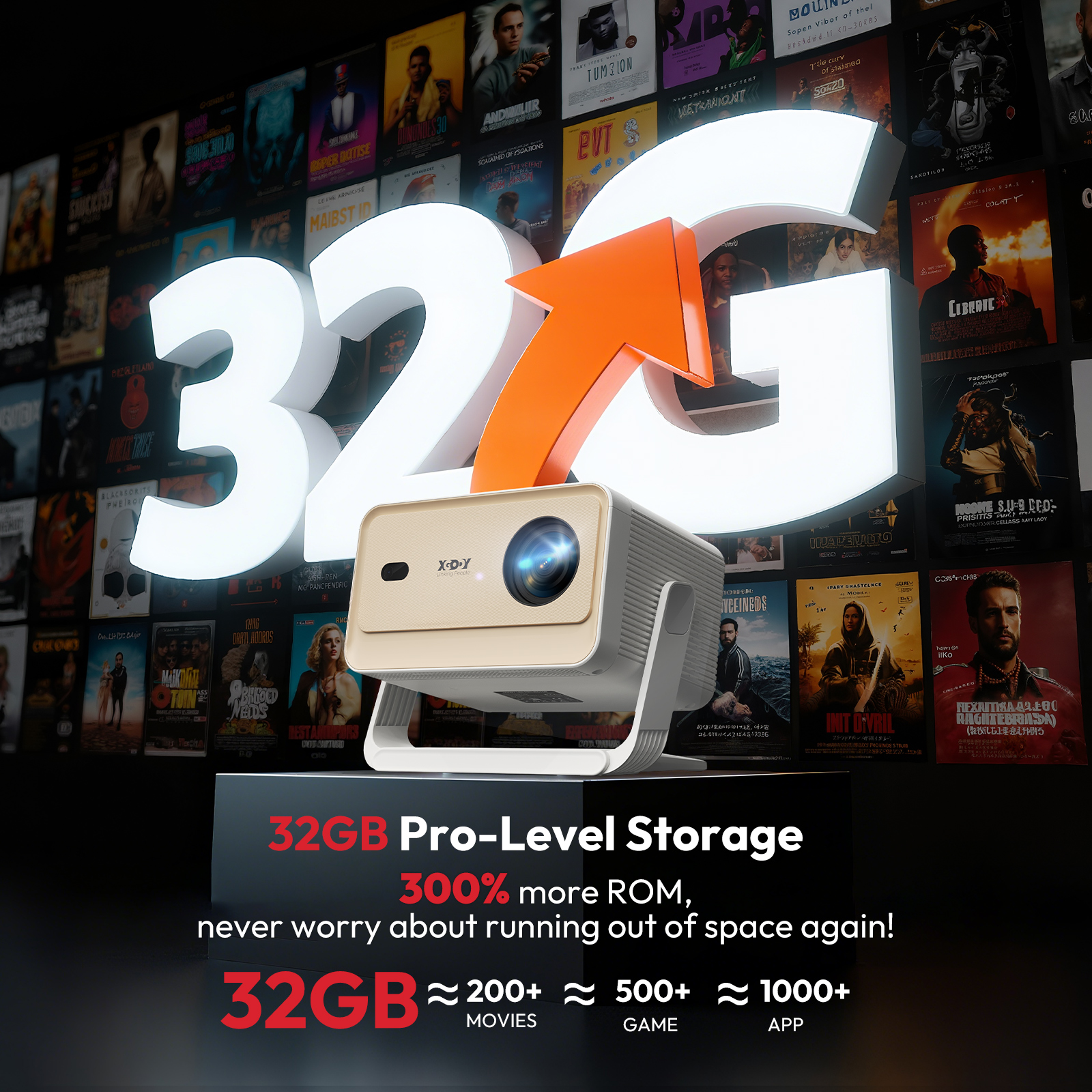 【Netflix Official Certified】XGODY Gimbal N6PRO Projector Ultra HD 1 ...