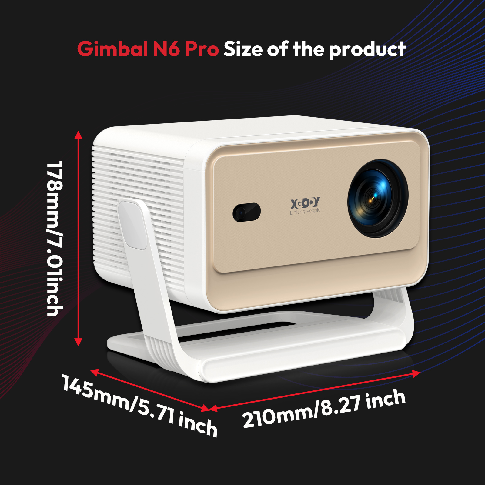 【Netflix Official Certified】XGODY Gimbal N6PRO Projector Ultra HD 1 ...