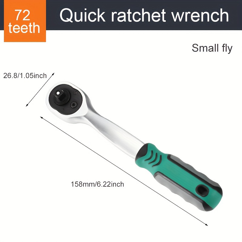 72-Tooth Drive Socket Ratchet Set – Extendable Handle Wrench with Quick ...