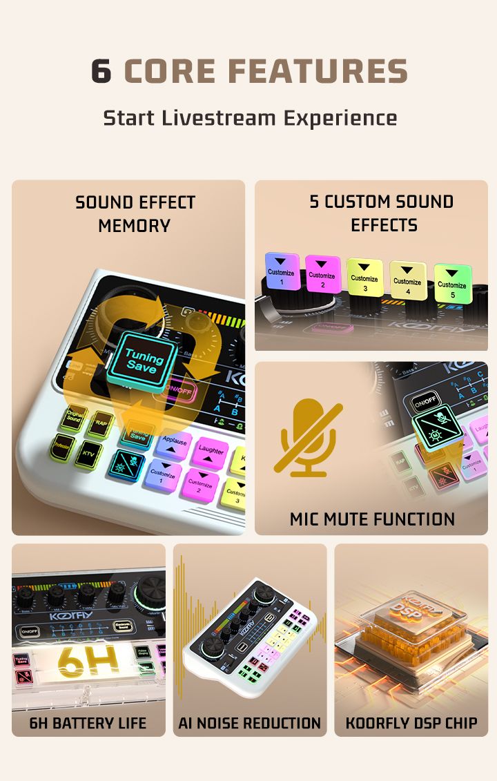 Koorfly KF-X4 Sound Card karaoke Live Full Set Mixer - Memori Efek ...