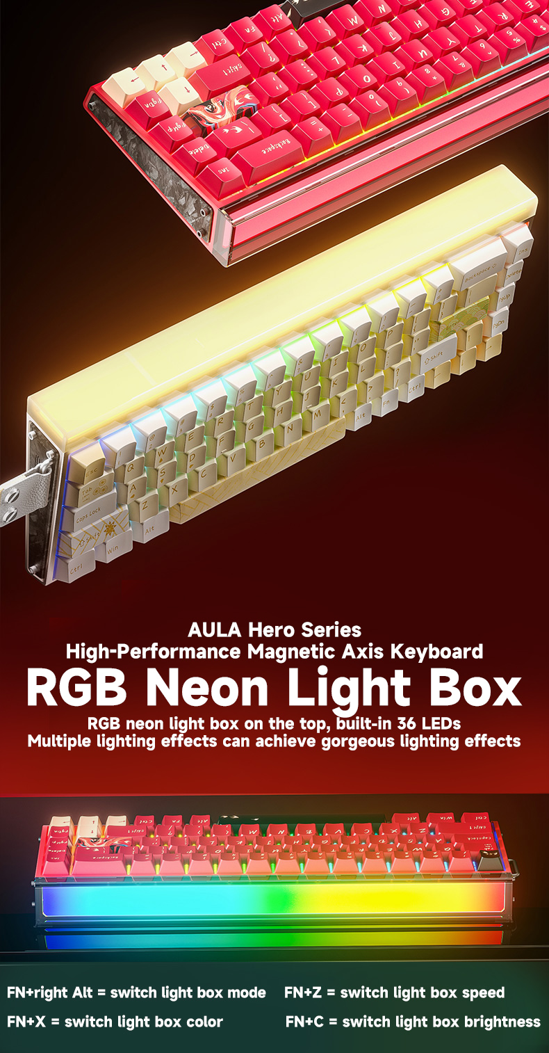 0.005mm RT!New Aluminum AULA HERO 68HE Ultra Magnetic Keyboard 68Keys ...