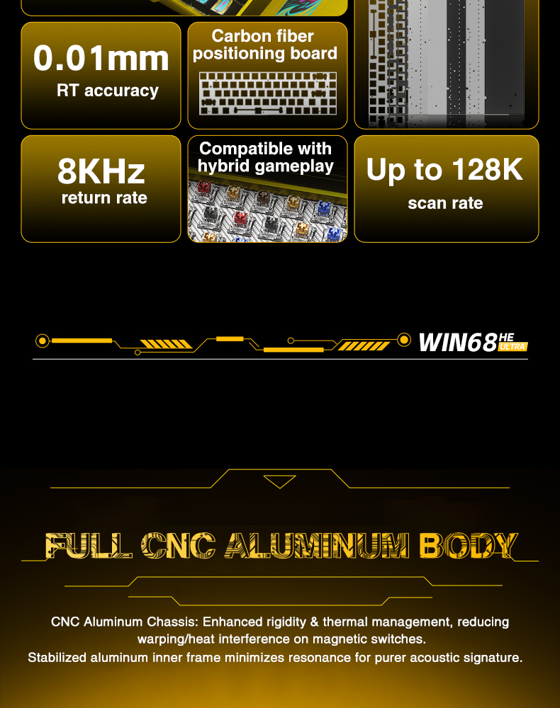 AULA Aluminum Magnetic Keyboard WIN68HE Ultra 68Keys RGB Wired 8K RT ...