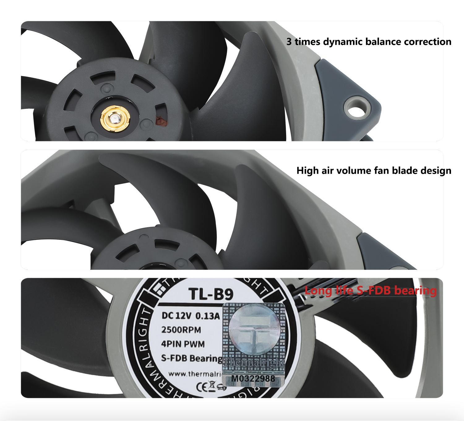 Thermalright TL-B9 92mm chassis fan 2500 speed 4pin PWM S-FDB V2 bearing three-dimensional ...