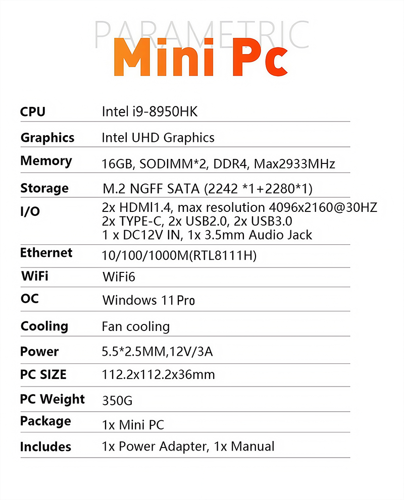 【Brand New Original】Portable Mini PC Windows 11 Intel Core i9 8950HK ...