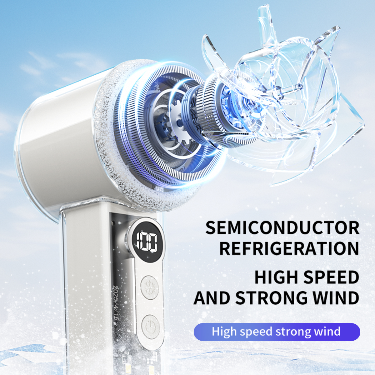 100 Gear Mini Turbo Fan with Cooling Effect 6000mAh Portable Fan Strong ...
