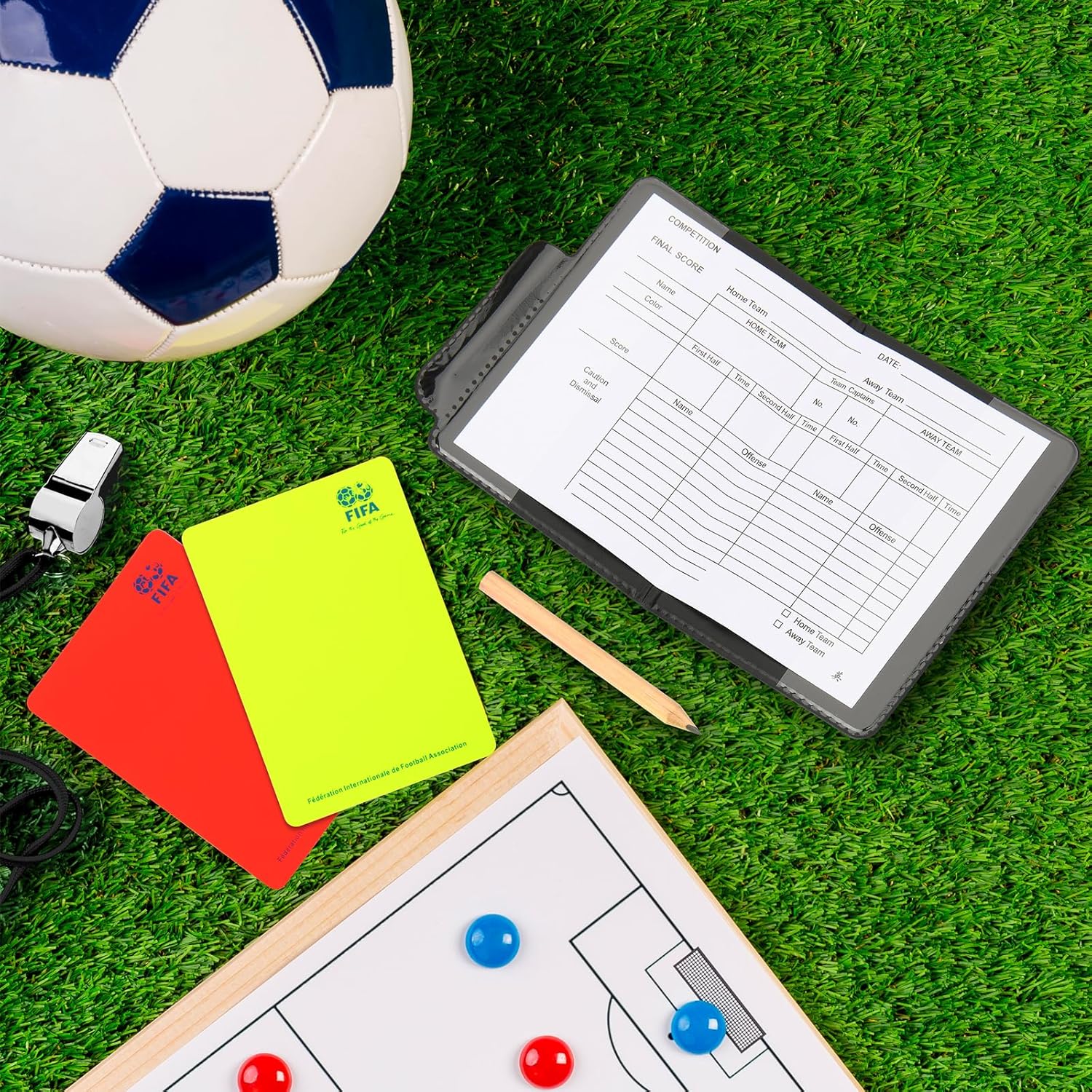 Football Referee Red And Yellow Card Set, Referee Card, Paper, Pencil ...