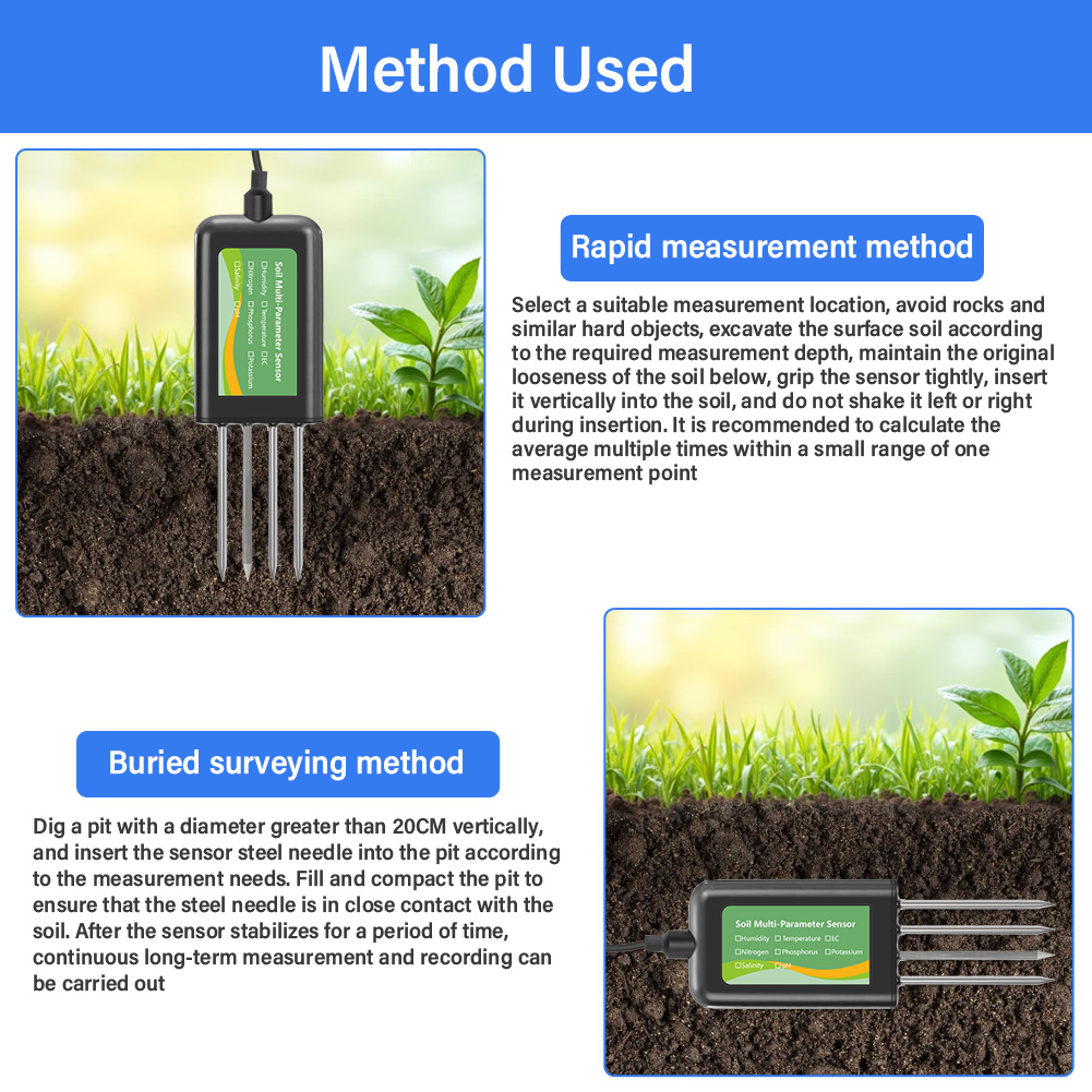YAGO 8-in-1 Soil Comprehensive Sensor Temperature/Humidity/EC/Salt/Soil ...