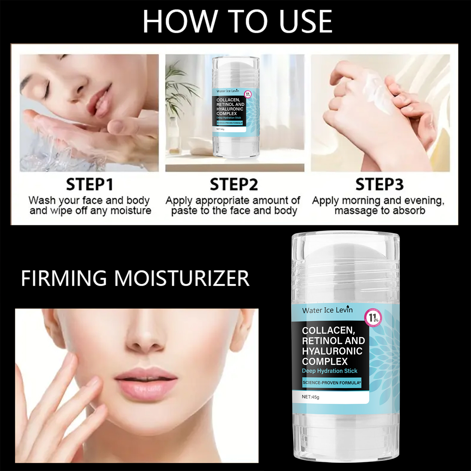 Instant Moisturizing, 45G Retinol + Collagen Facial and Neck Day and ...