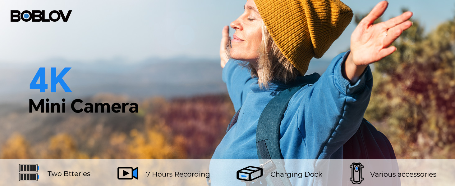 BOBLOV A30 Body Camera | 2 Batteries, 6H Recording | 4K UHD, 180 ...