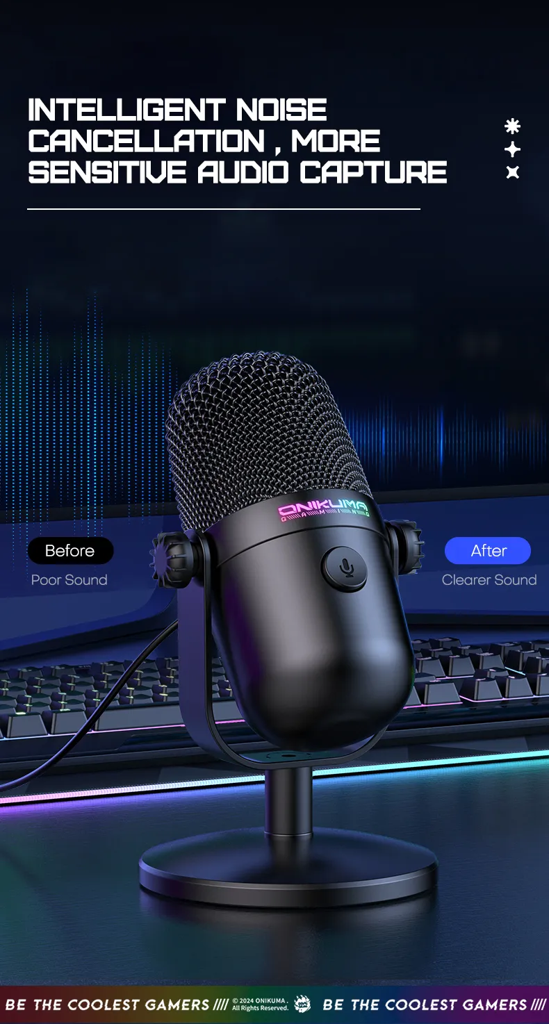 Onikuma M830 Microphone Color RGB USB Capacitor Wired Gaming Noise ...