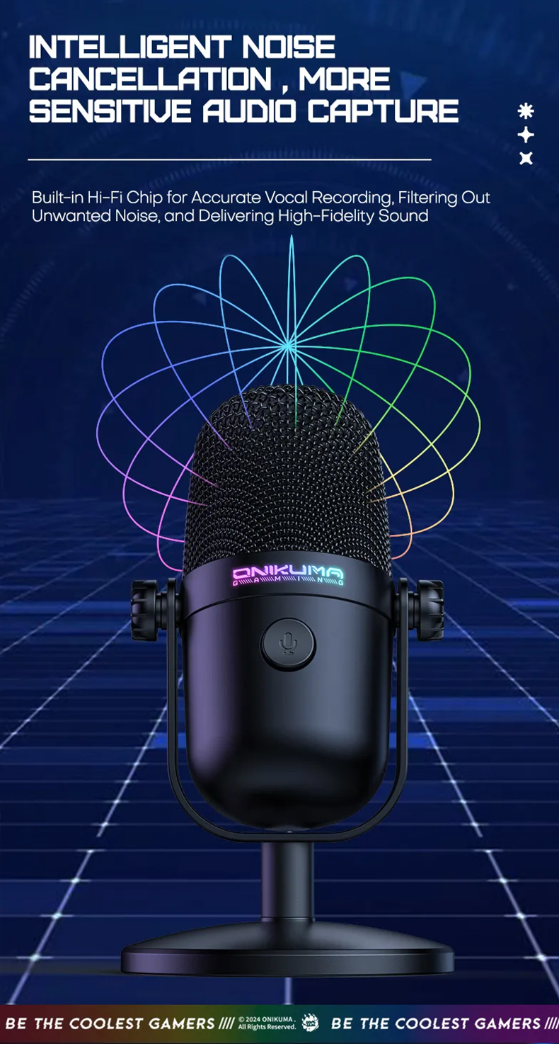Onikuma M830 Microphone Color RGB USB Capacitor Wired Gaming Noise ...