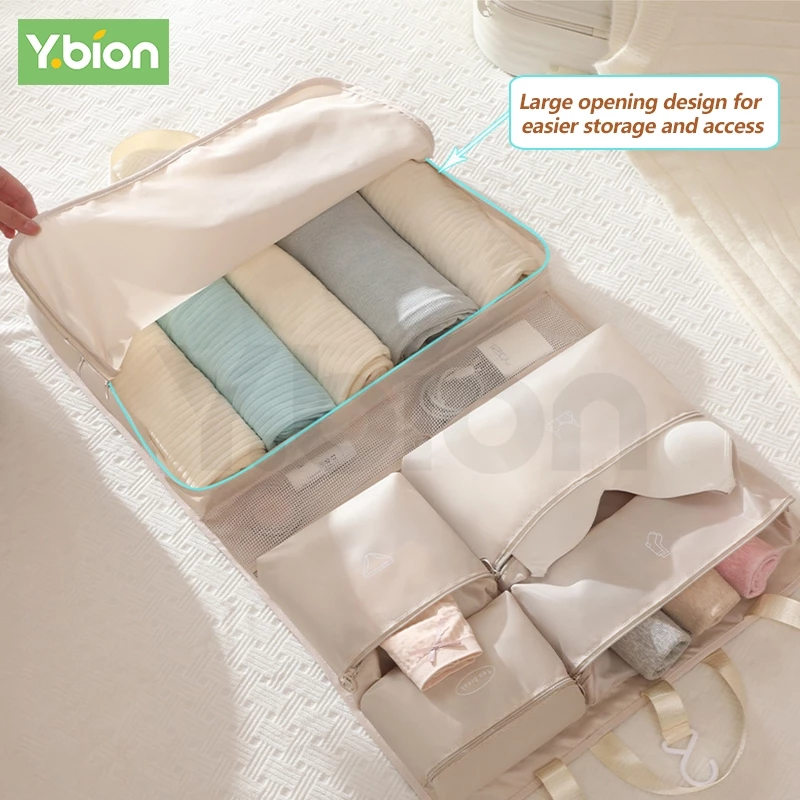 🇲🇾 MY Stock 7-in-1 Foldable Travel Packing Cubes Set with Hooks, Multi ...