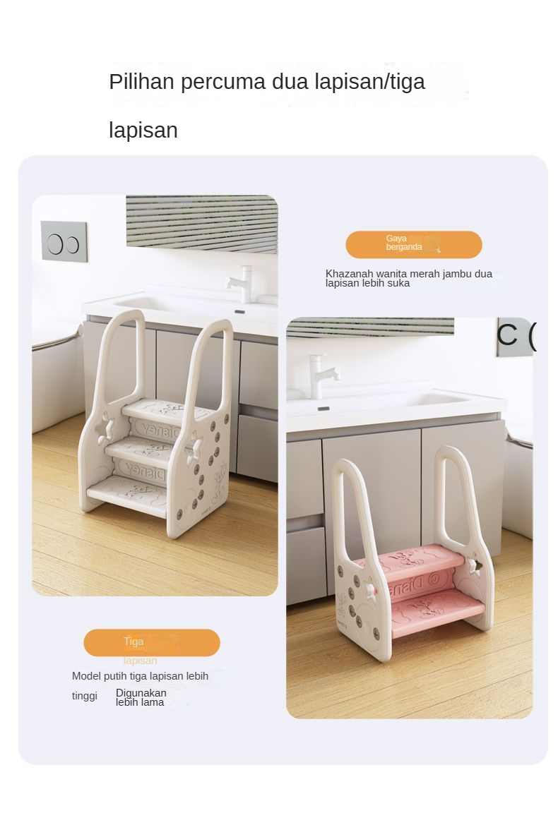 ReadyStock Kids Stairs Hand Washing Ladder Safety with Handle Footstool ...