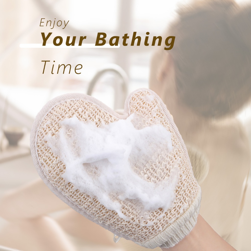 Body Scrub 2-in-1 Shower Glove, 1 Piece Natural Cotton Linen Gentle ...