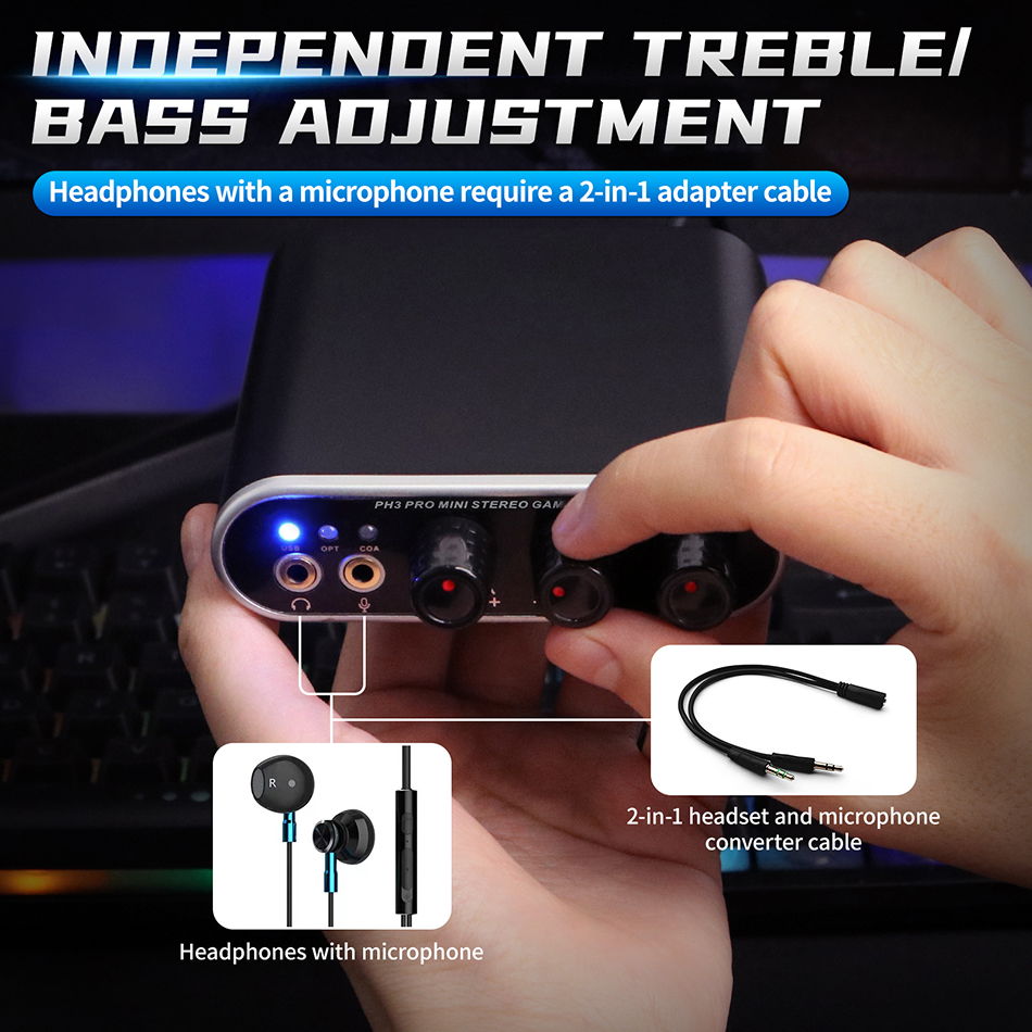 XTUGA PH-3 Game Sound Card Mini Stereo DAC Amplifier External Audio ...