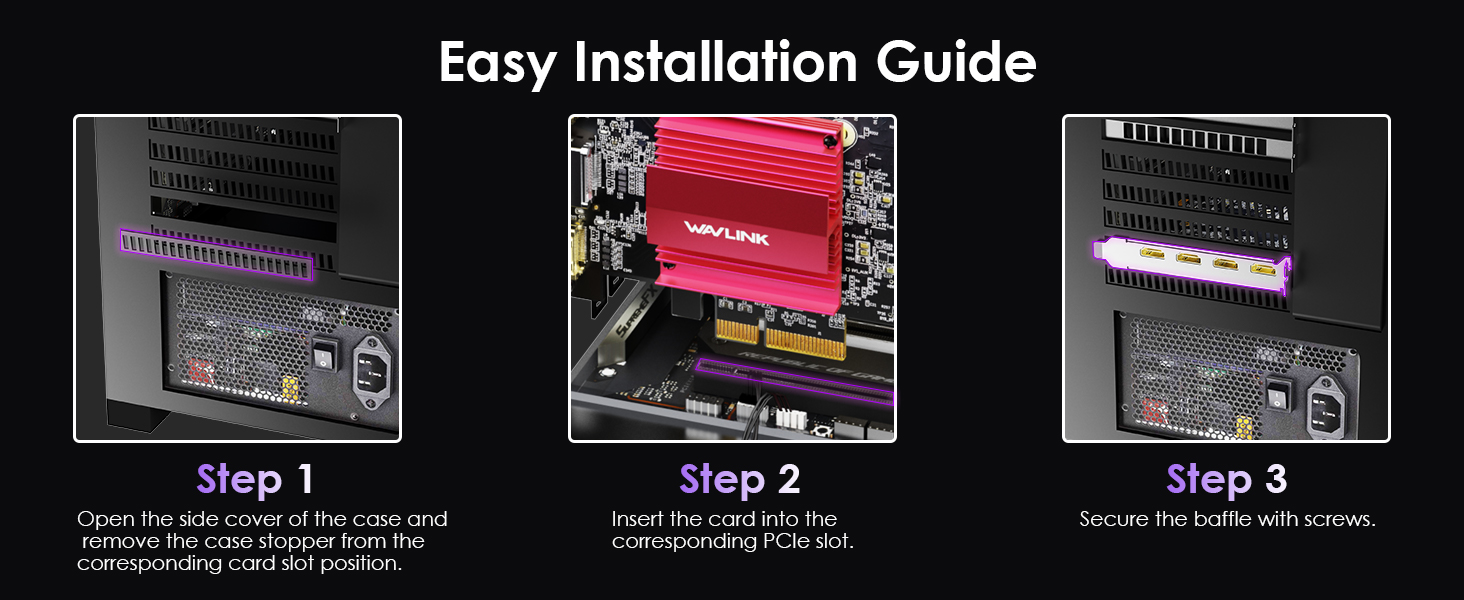 WAVLINK PCIe 3.0 to Quad 4K@60Hz DisplayLink HDMI Graphics Card For ...