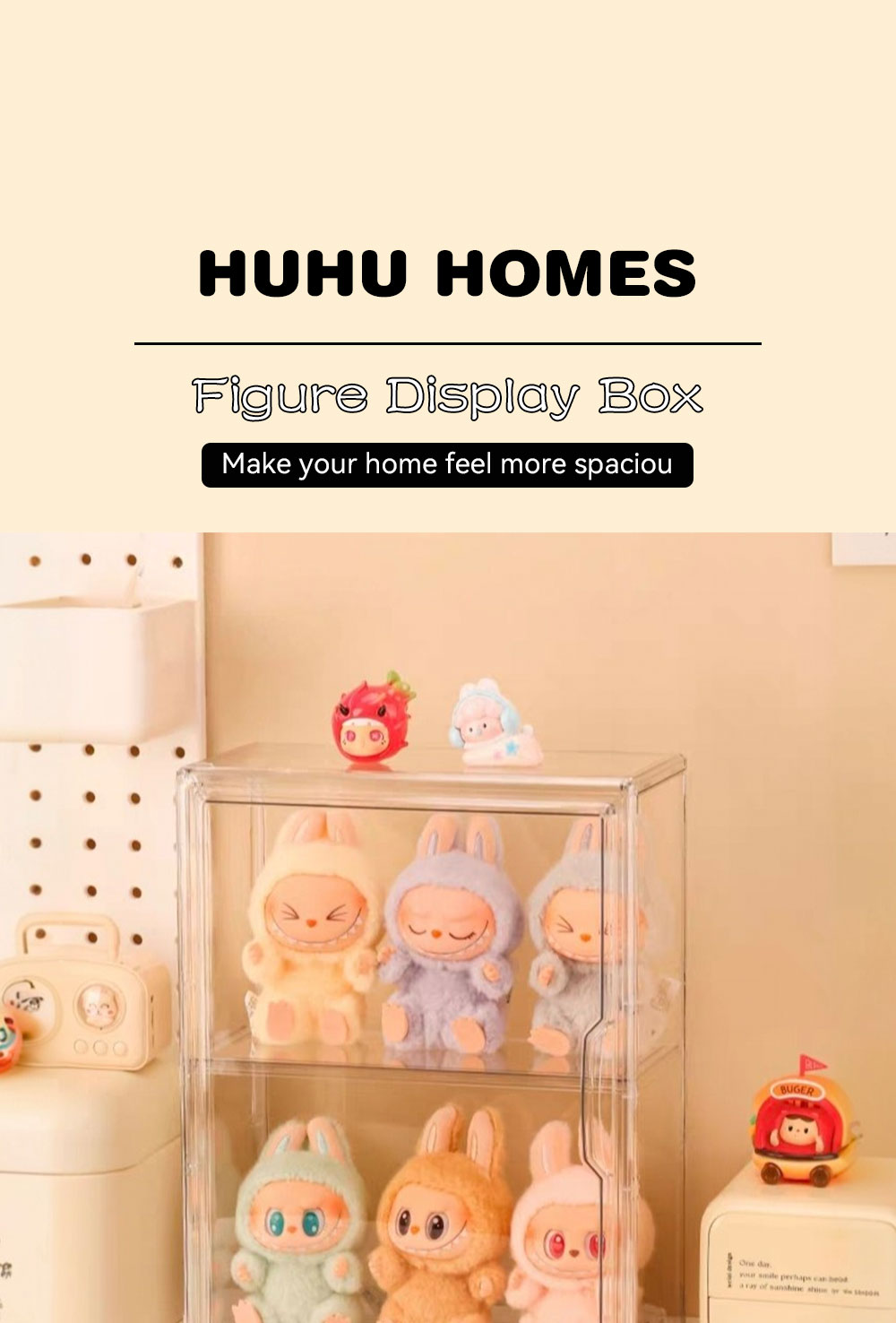 HUHU HOMES Figure Display Box Wall-Mounted Transparent Display Case Toy ...