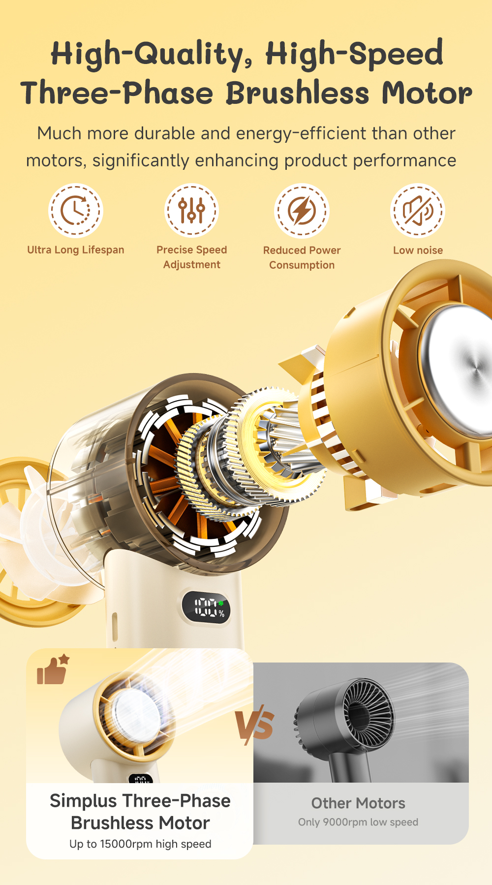 Simplus x Butterbear Portable Fan | Mini Handheld Fan | 100 Speed Levels | High Speed | Ice ...