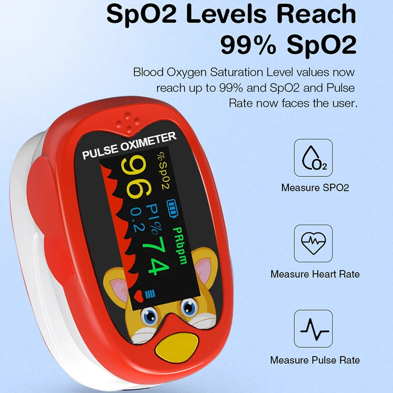 Rechargeable Pediatric Pulse Oximeter, SpO2 Blood Oxygen Meter for ...