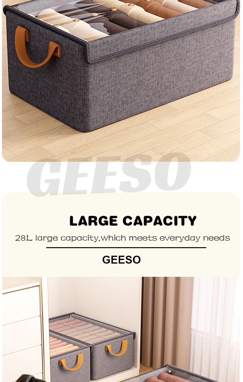 GEESO Foldable Clothes Storage Box With Lid Clothes Organizer Kotak ...