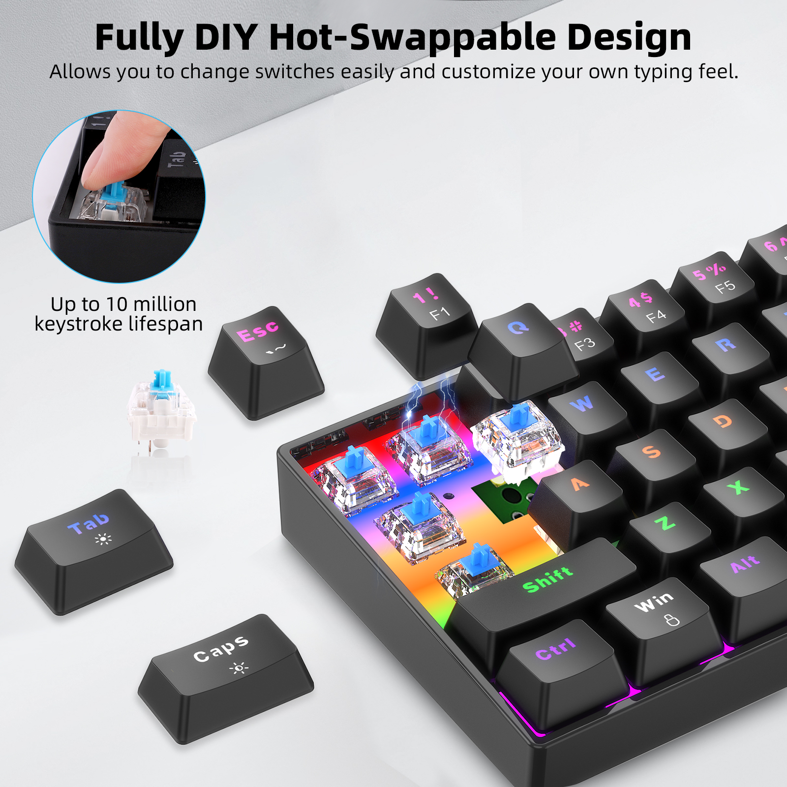 GOOJODOQ Wired 68 Key Mechanical Keyboard 3 Kinds of Mechanical ...