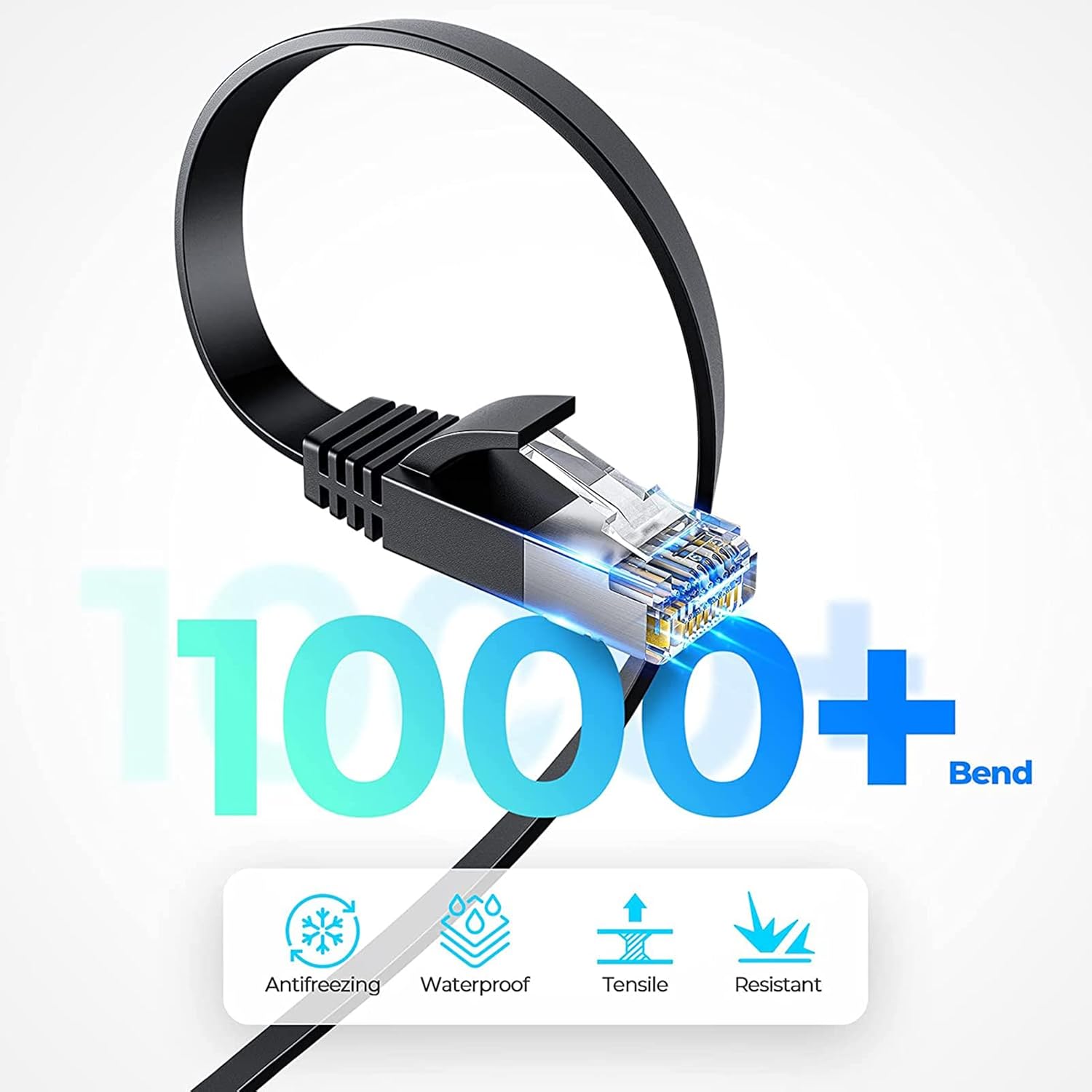 Flat Cat6 Ethernet Cable 20M 1000Mbps Internet RJ45 LAN Cable for ...