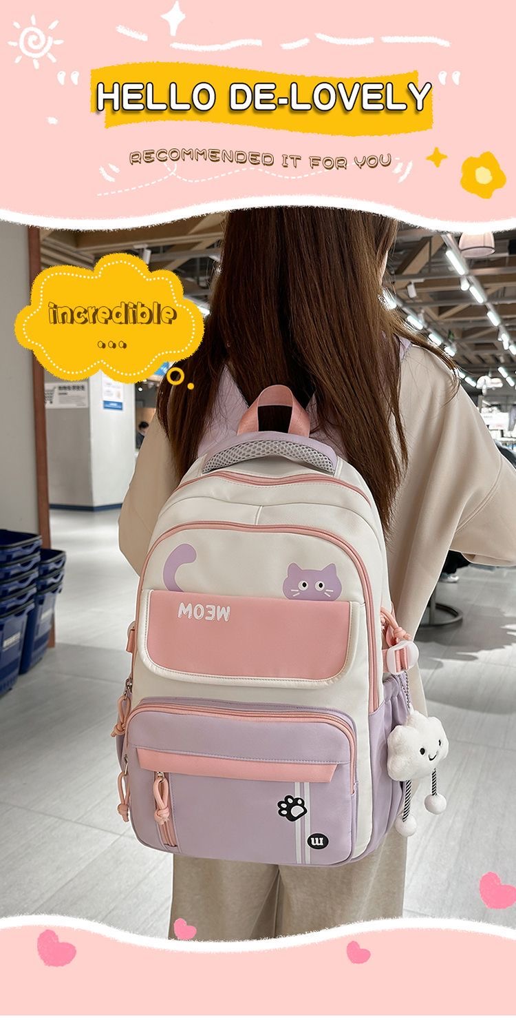 Large-Capacity Student School Bag Burden-Reducing Backpack High School ...