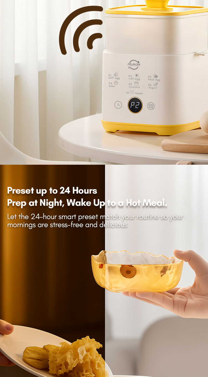 PRUHOM Egg Boiler With Steamer 7 In 1 Half Boiled Egg Maker Trebus ...