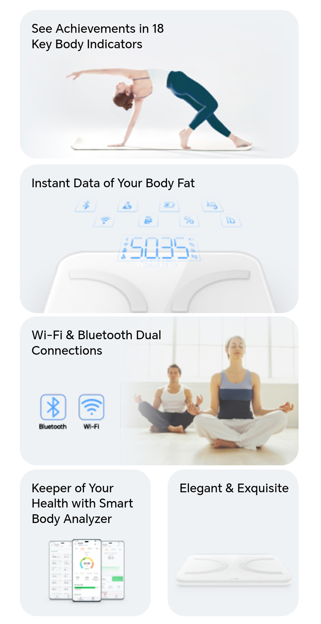 HONOR Smart Body Fat Scale 3 Wi-Fi & Bluetooth Dual Modes 24 Keys Body ...