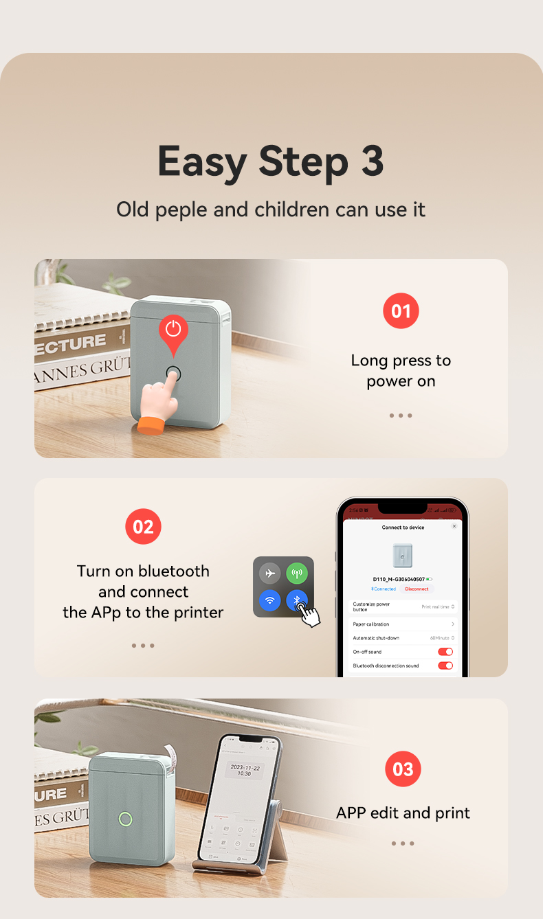 Niimbot D110 Label Printer Portable Sticker Printer Name Sticker ...