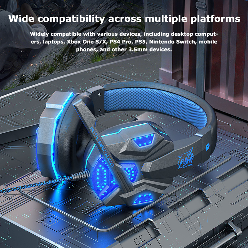 Wired Gaming Headset LED USB 7.1 Microphone Anti Violence Braided Wire ...