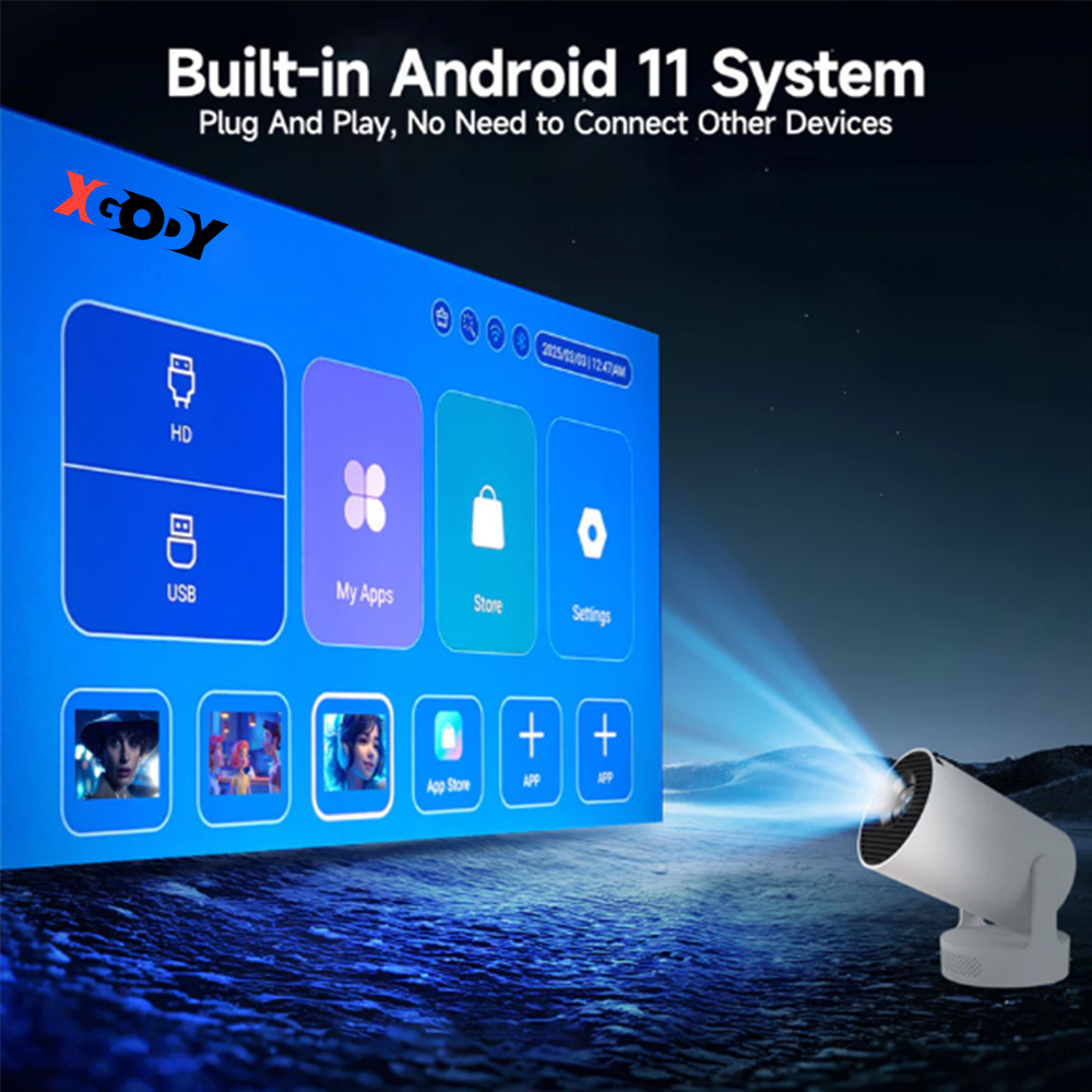 XGODY HY300 Gimbal 3S 4K Full HD 1080P 10000 Lumens Android 11 Mini ...
