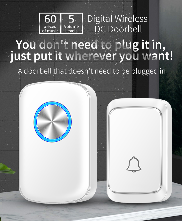 New wireless doorbell with waterproof outdoor ring, featuring 60 ...